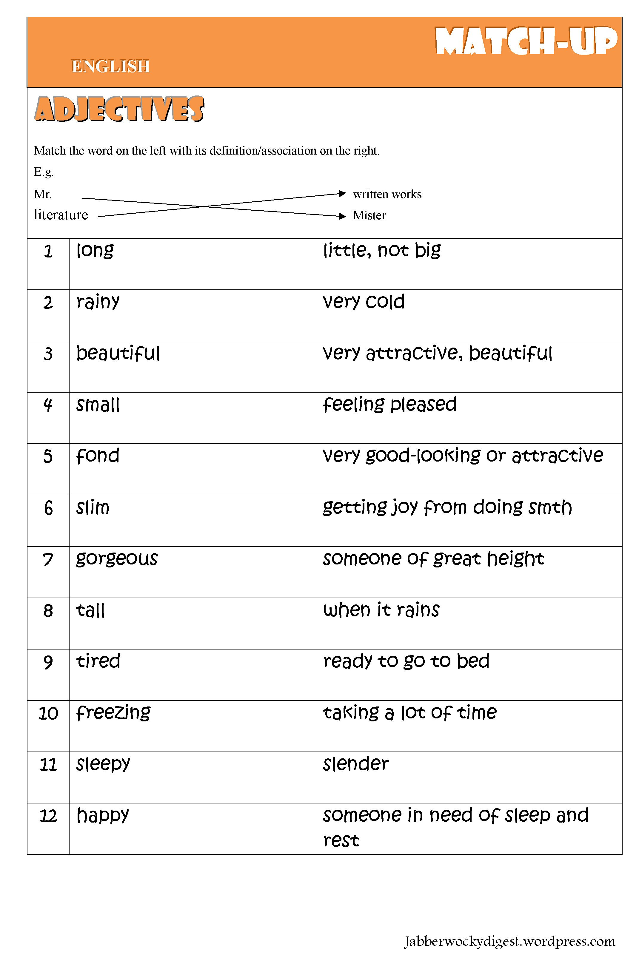 Adjectives – Jabberwocky Digest